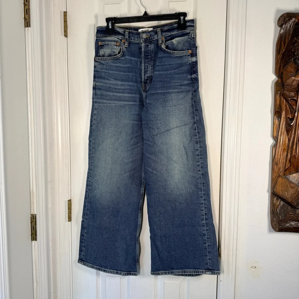 Re/Done | Jeans | Redone High Rise Wide Leg Crop Jeans Crafted Indigo ...